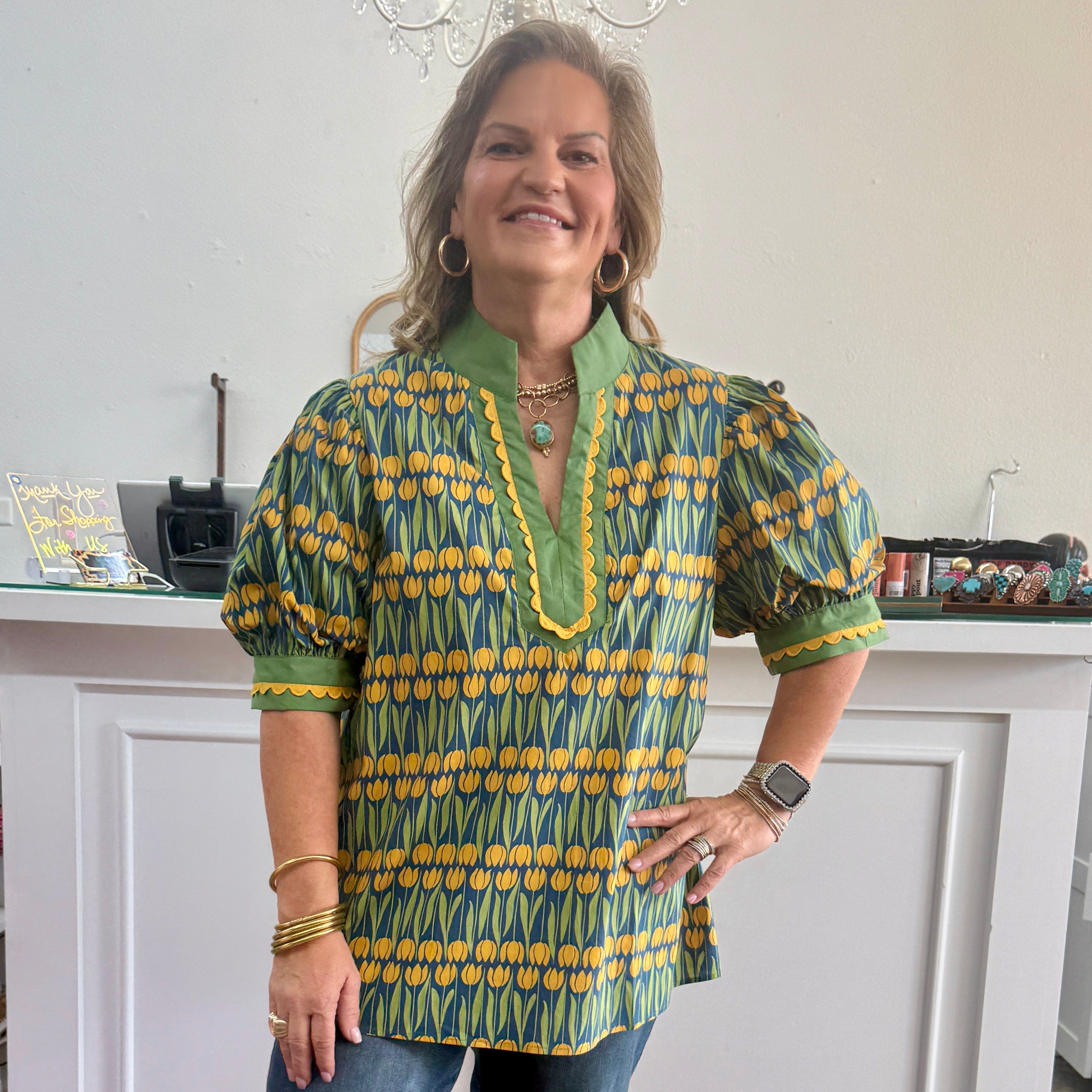 Tulips On The Way Top - Teal - Plus – Shabby Chic Boutique and Tanning ...