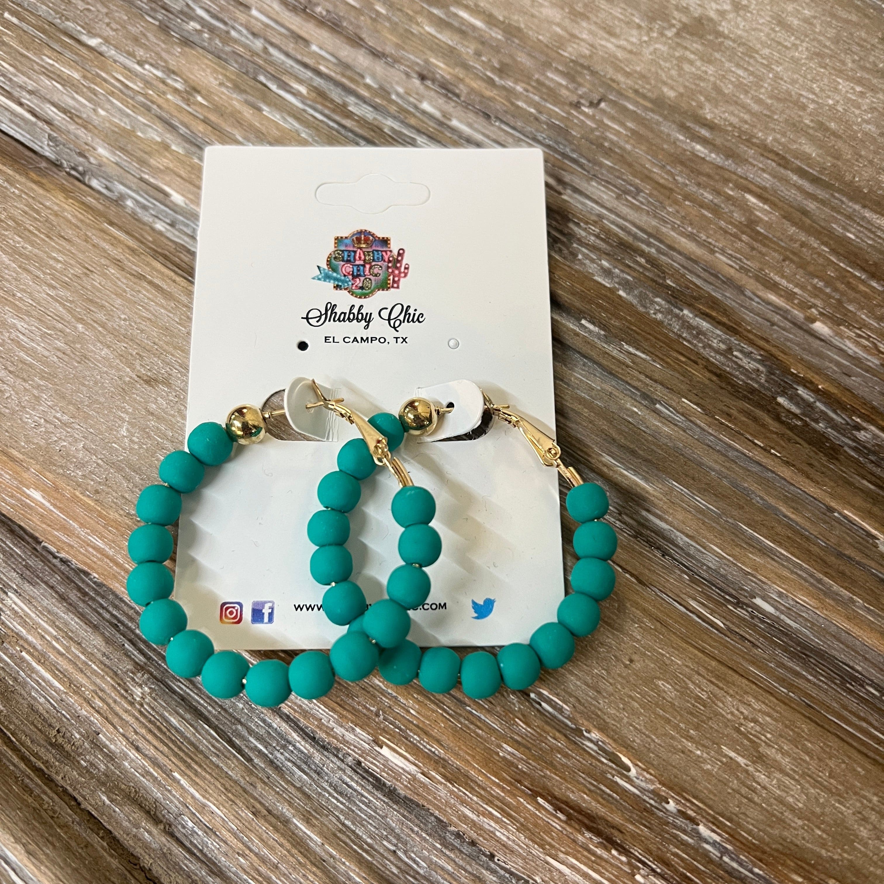 Clay Beaded Hoops - Teal – Shabby Chic Boutique and Tanning Salon