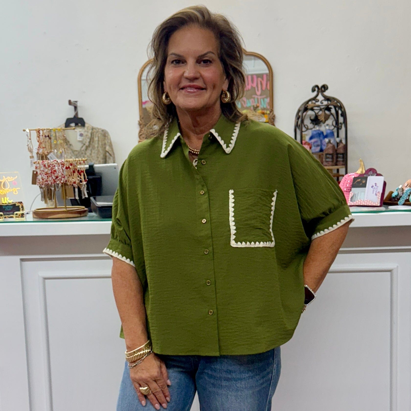 All In For Fall Top - Olive – Shabby Chic Boutique and Tanning Salon