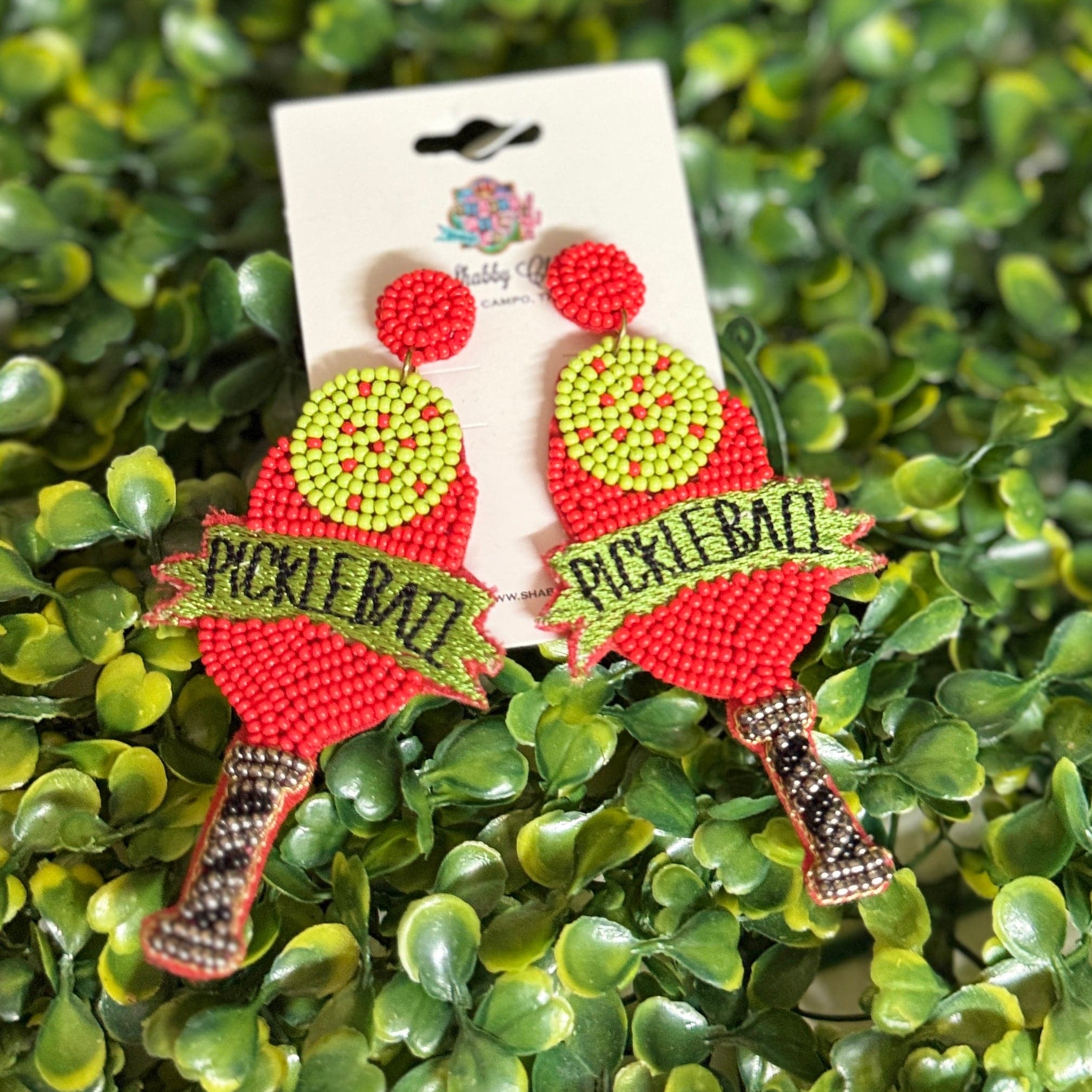 Beaded Pickleball Paddle Earrings – Shabby Chic Boutique and Tanning Salon