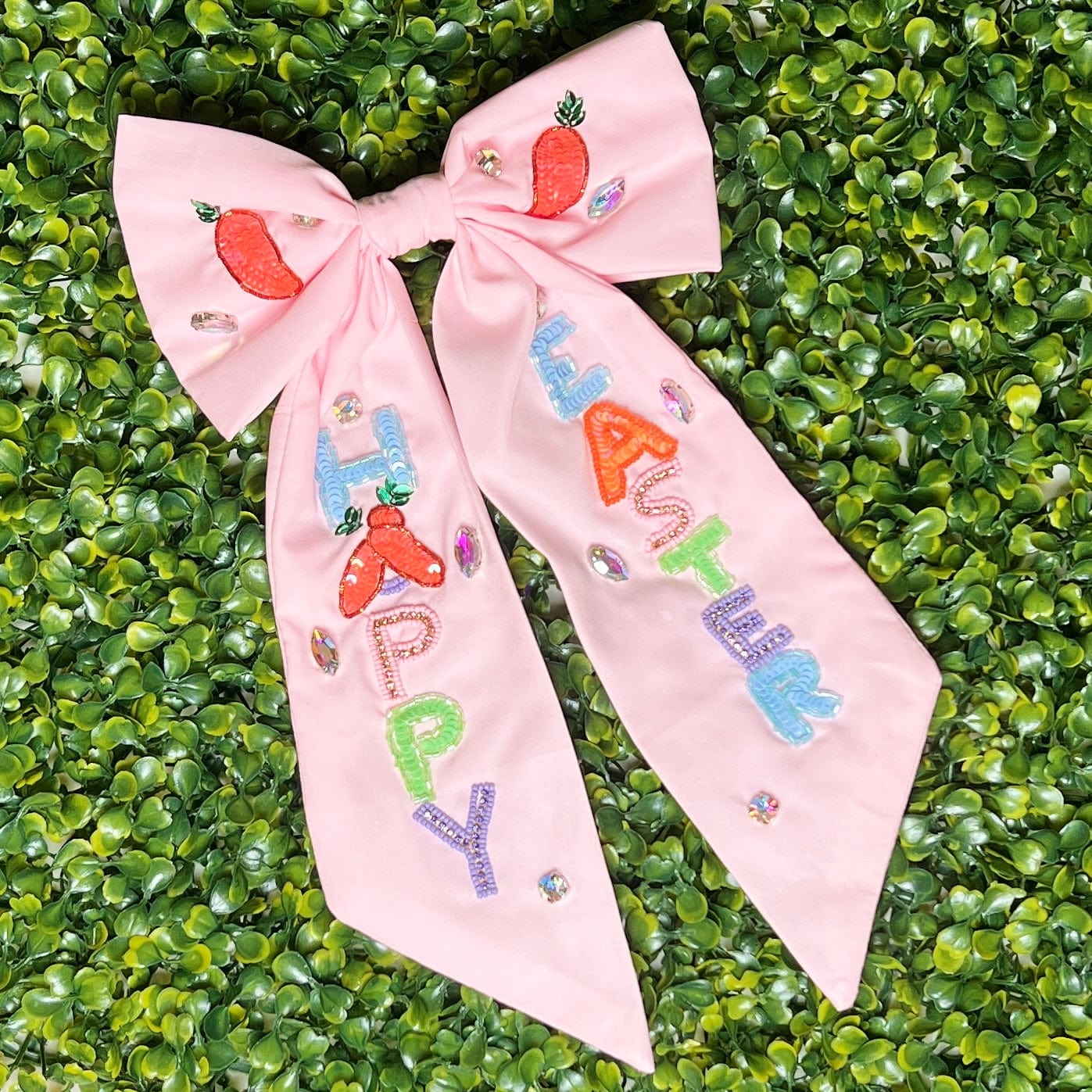 Happy Easter Bow - Pink – Shabby Chic Boutique and Tanning Salon