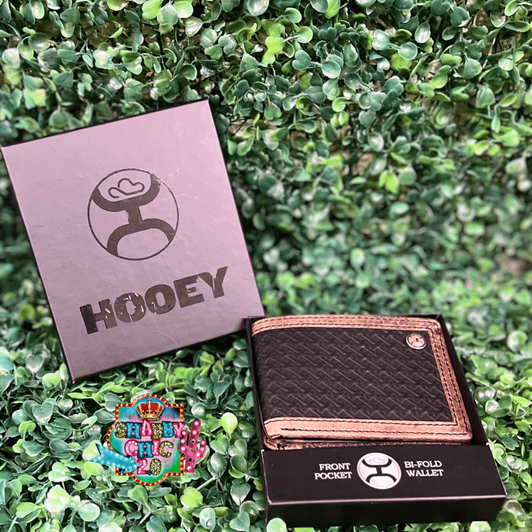 HOOEY "HANDS UP BASKETWEAVE" BLACK & TAN FRONT POCKET BIFOLD WALLET ...