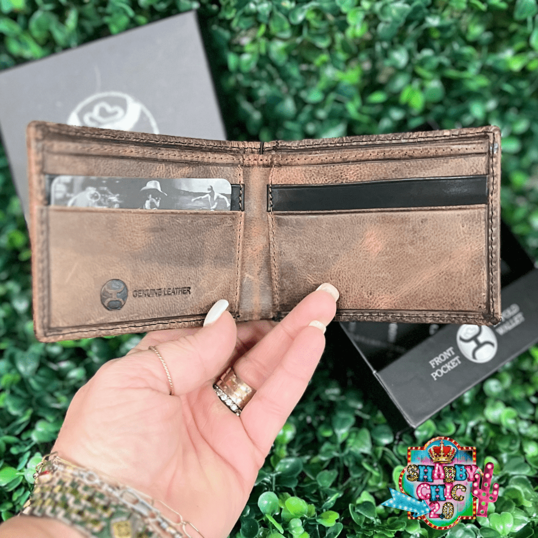 HOOEY "HANDS UP BASKETWEAVE" BLACK & TAN FRONT POCKET BIFOLD WALLET ...