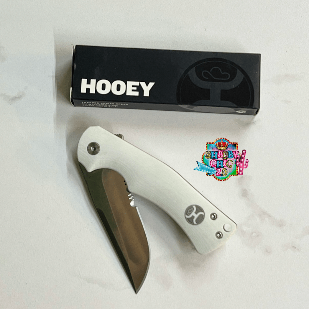 HOOEY SERRATED BLADE "WHITE G10 DROP POINT FLIPPER " HOOEY KNIFE ...