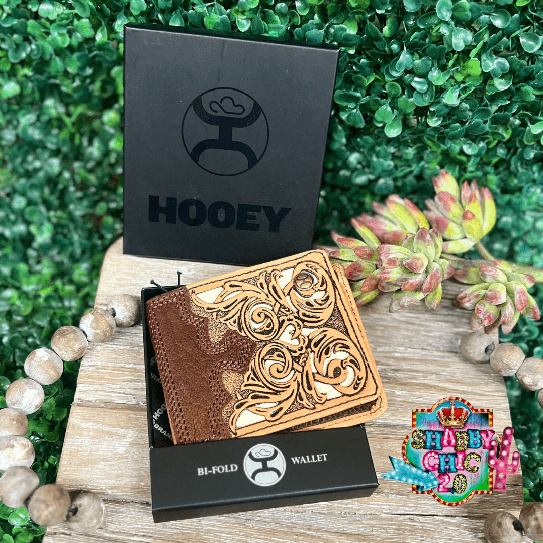 HOOEY "TOP NOTCH" BIFOLD HOOEY WALLET TAN/ BROWN W/IVORY LEATHER ...