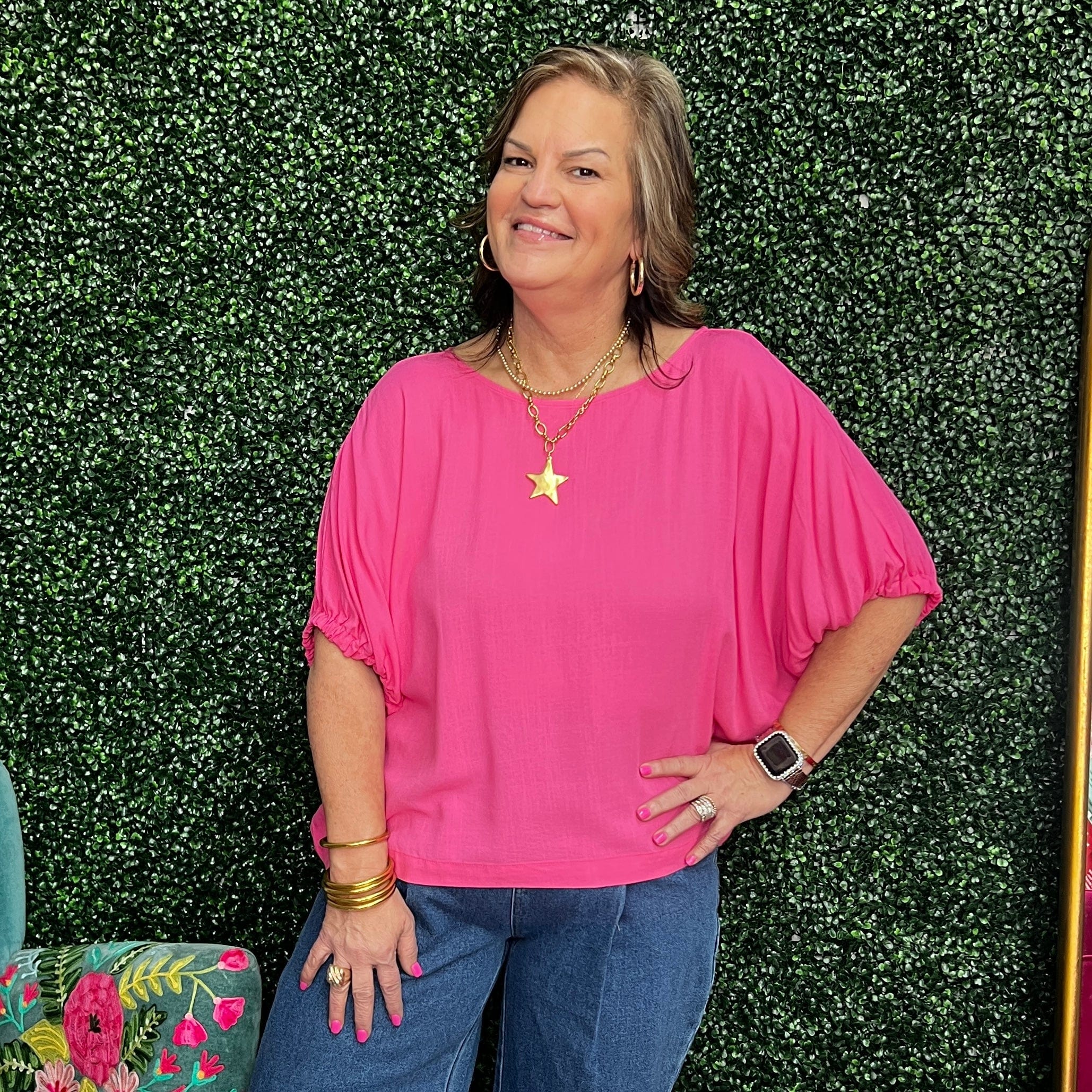 Ladies Oversized Boxy Top - Pink – Shabby Chic Boutique and Tanning Salon