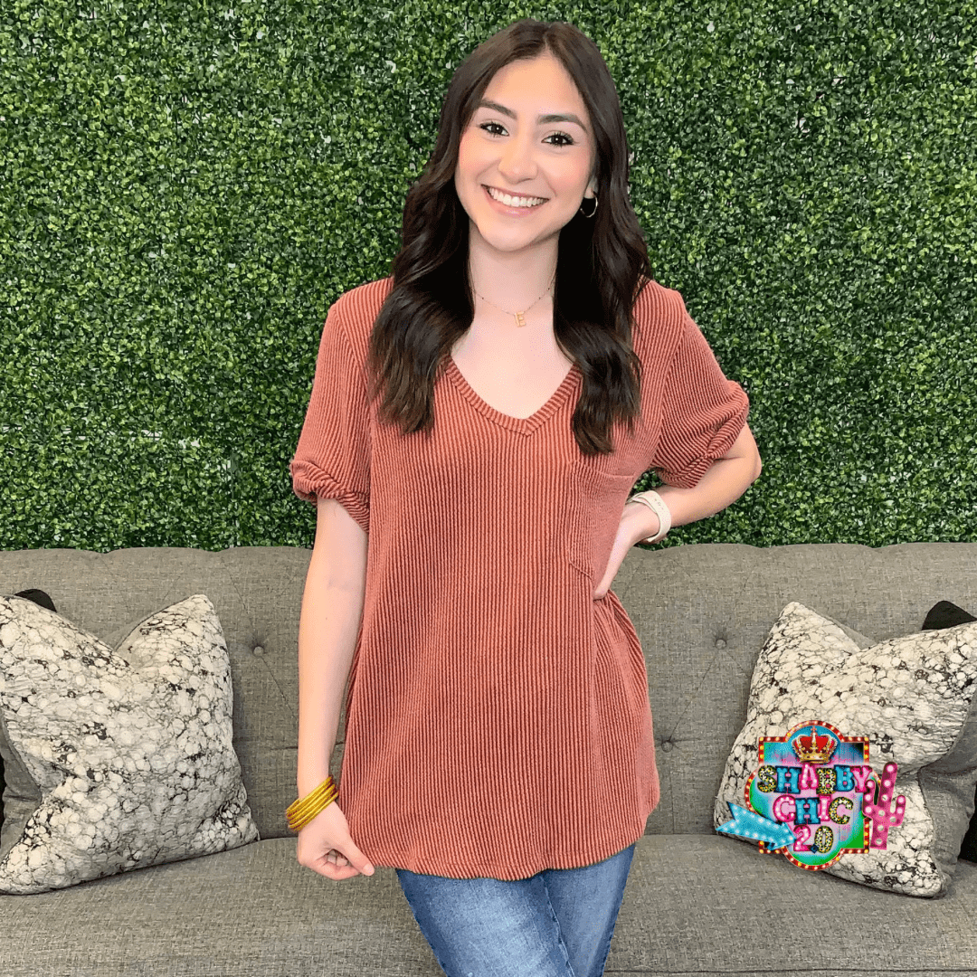 Laid Back Top - Rust – Shabby Chic Boutique and Tanning Salon