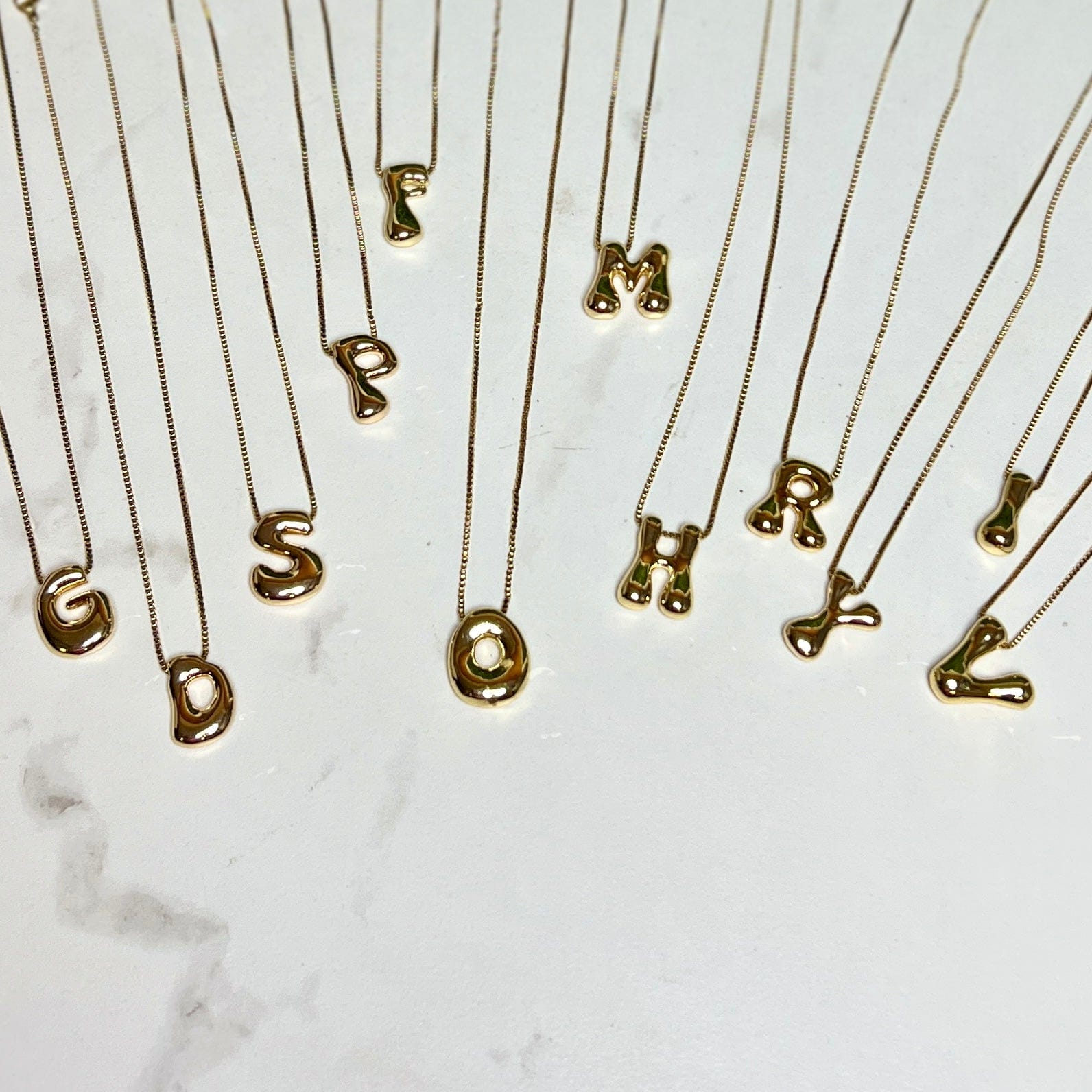 Luxe Goldtone Bubble Inital Necklace Slinky Chain – Shabby Chic ...