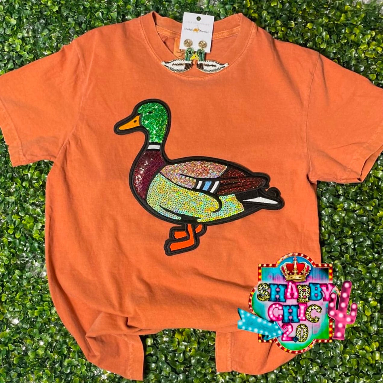 Mallard Duck Sequin Patch Tee – Shabby Chic Boutique and Tanning Salon