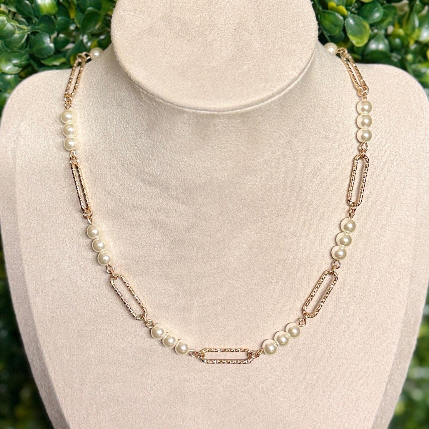 Pearl Beaded and Open Oval Chain Necklace – Shabby Chic Boutique and ...