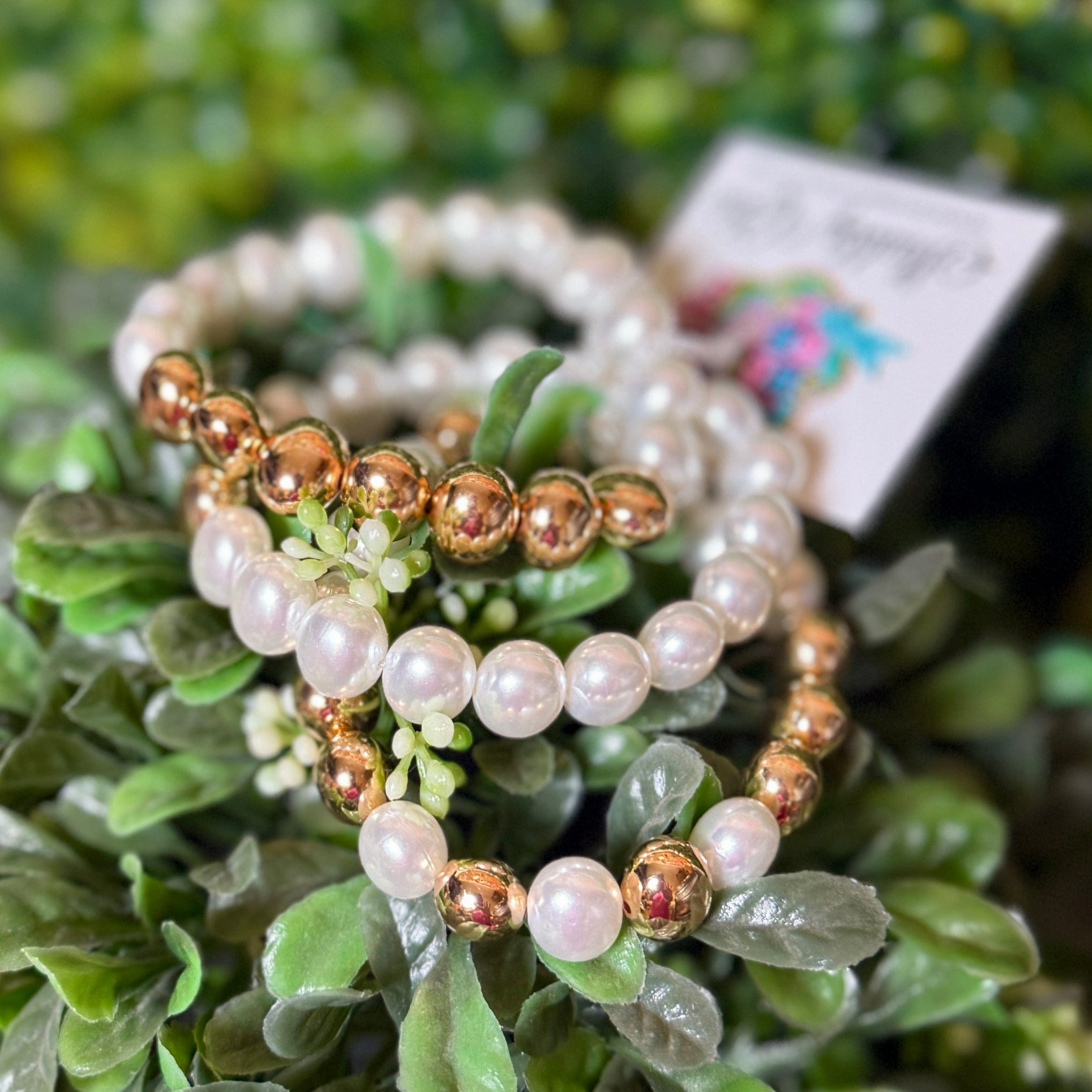 Pearls and Gold Oh My Bracelets – Shabby Chic Boutique and Tanning Salon