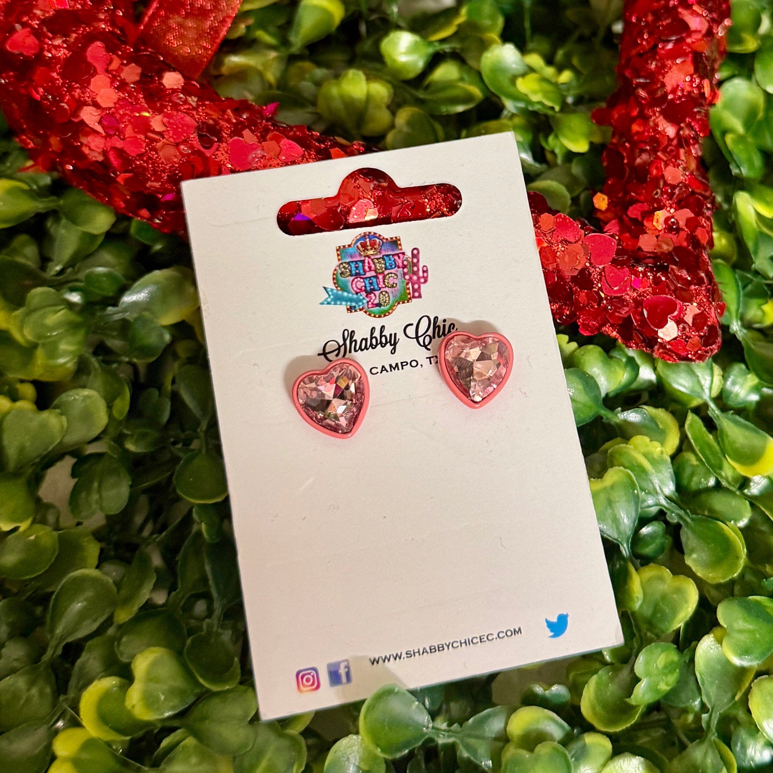 Pink Heart Stud Earrings – Shabby Chic Boutique and Tanning Salon