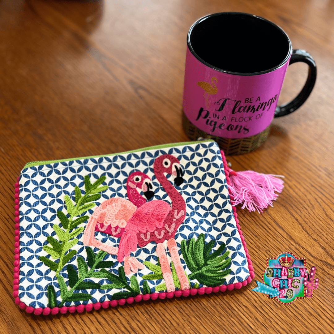Splendid Scarlet Twin Flamingo Pouch – Shabby Chic Boutique and Tanning ...
