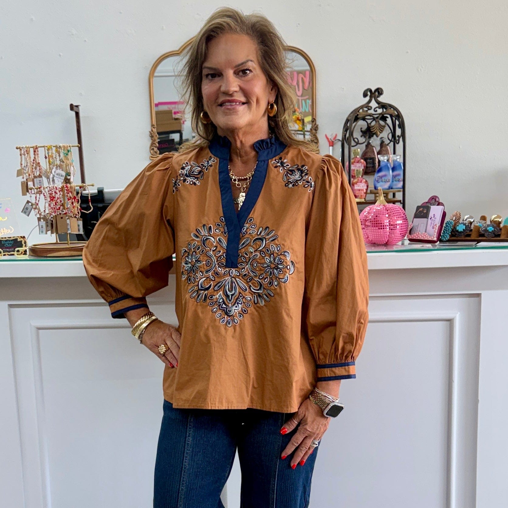 Until The Leaves Fall Top - Camel – Shabby Chic Boutique and Tanning Salon