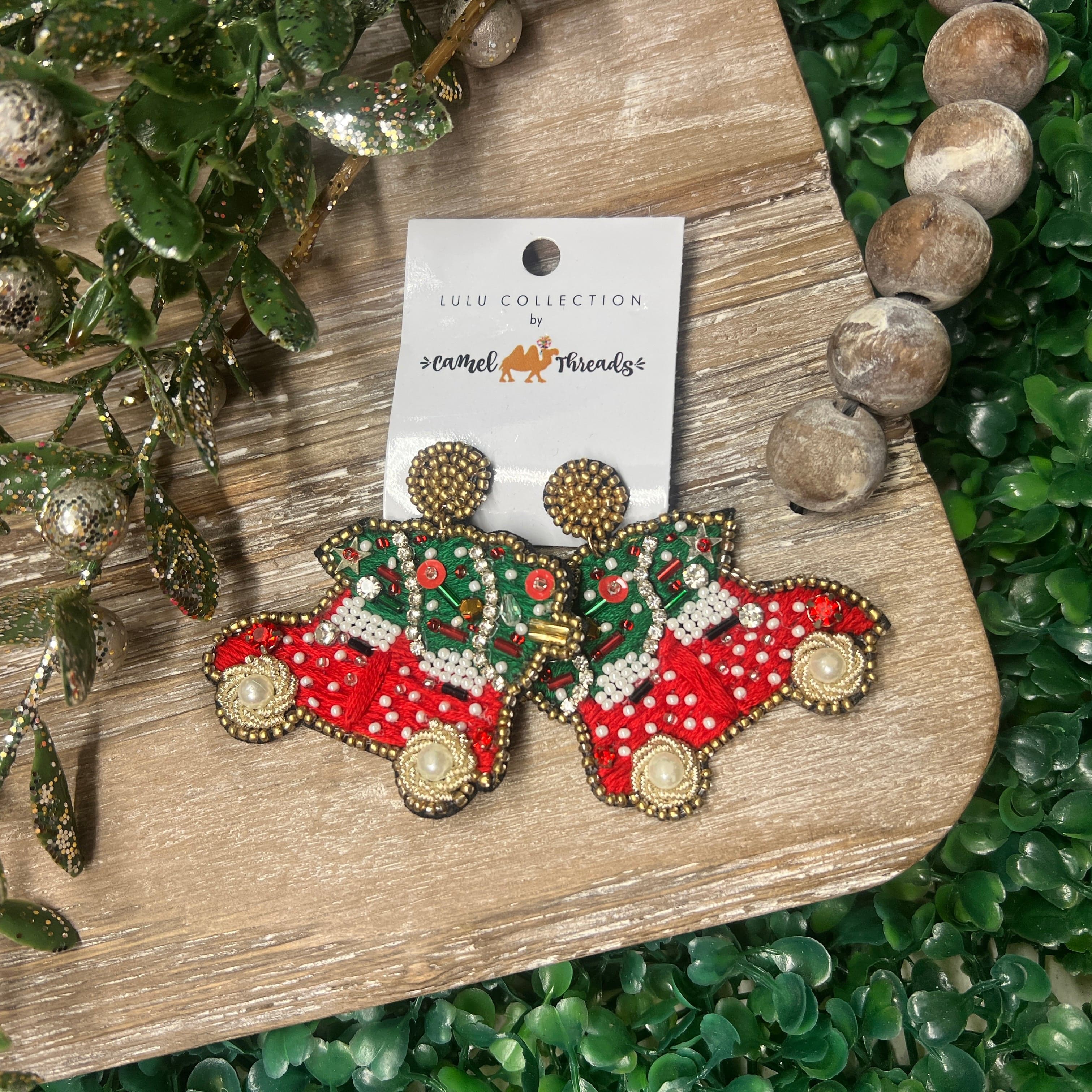 Beaded Christmas Car Earrings – Shabby Chic Boutique and Tanning Salon