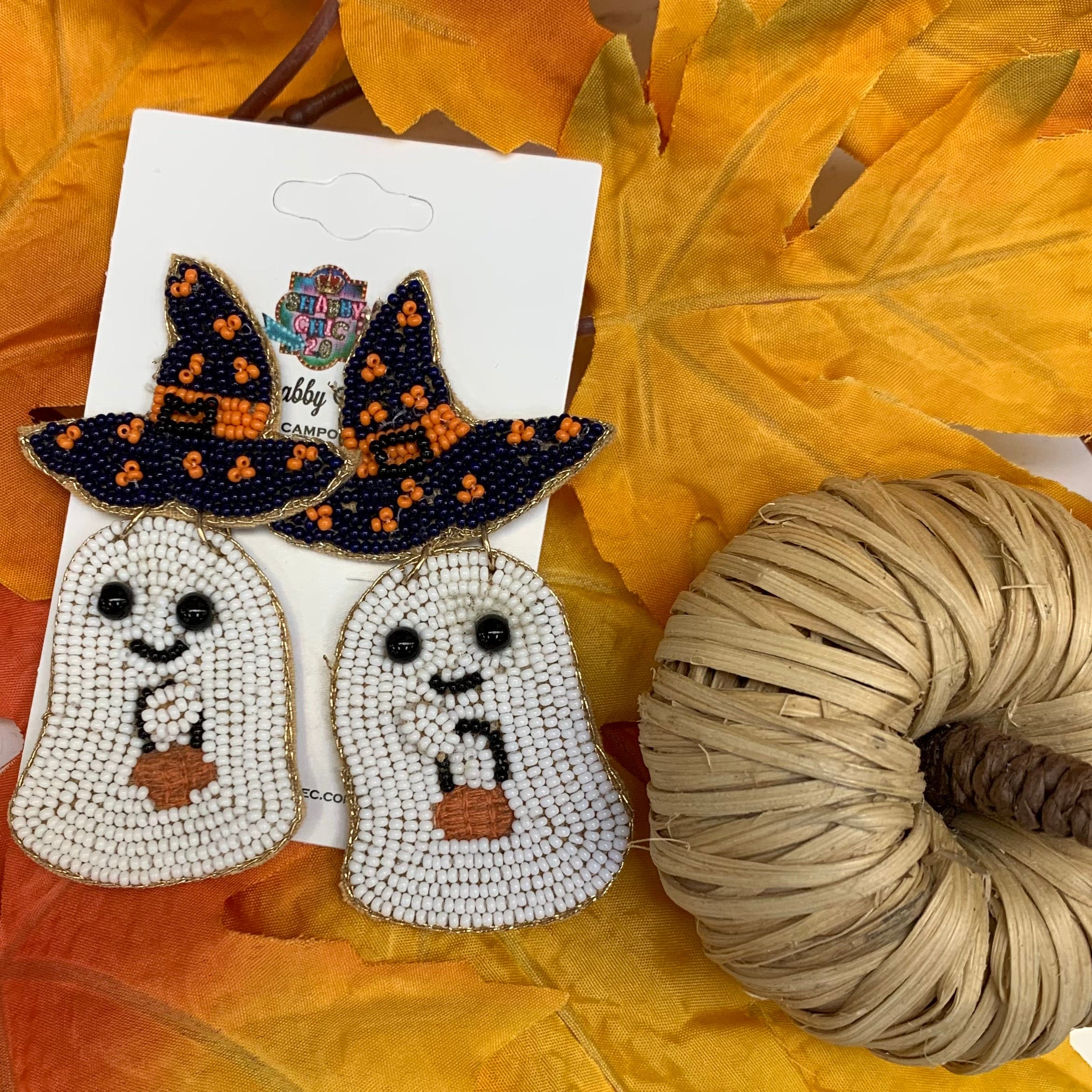 Beaded Ghost with Witch Hat Earrings – Shabby Chic Boutique and Tanning ...
