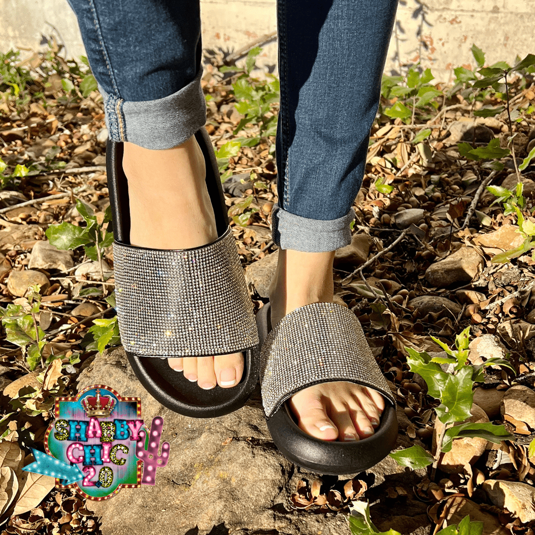 Black Basic Slide with Bling – Shabby Chic Boutique and Tanning Salon