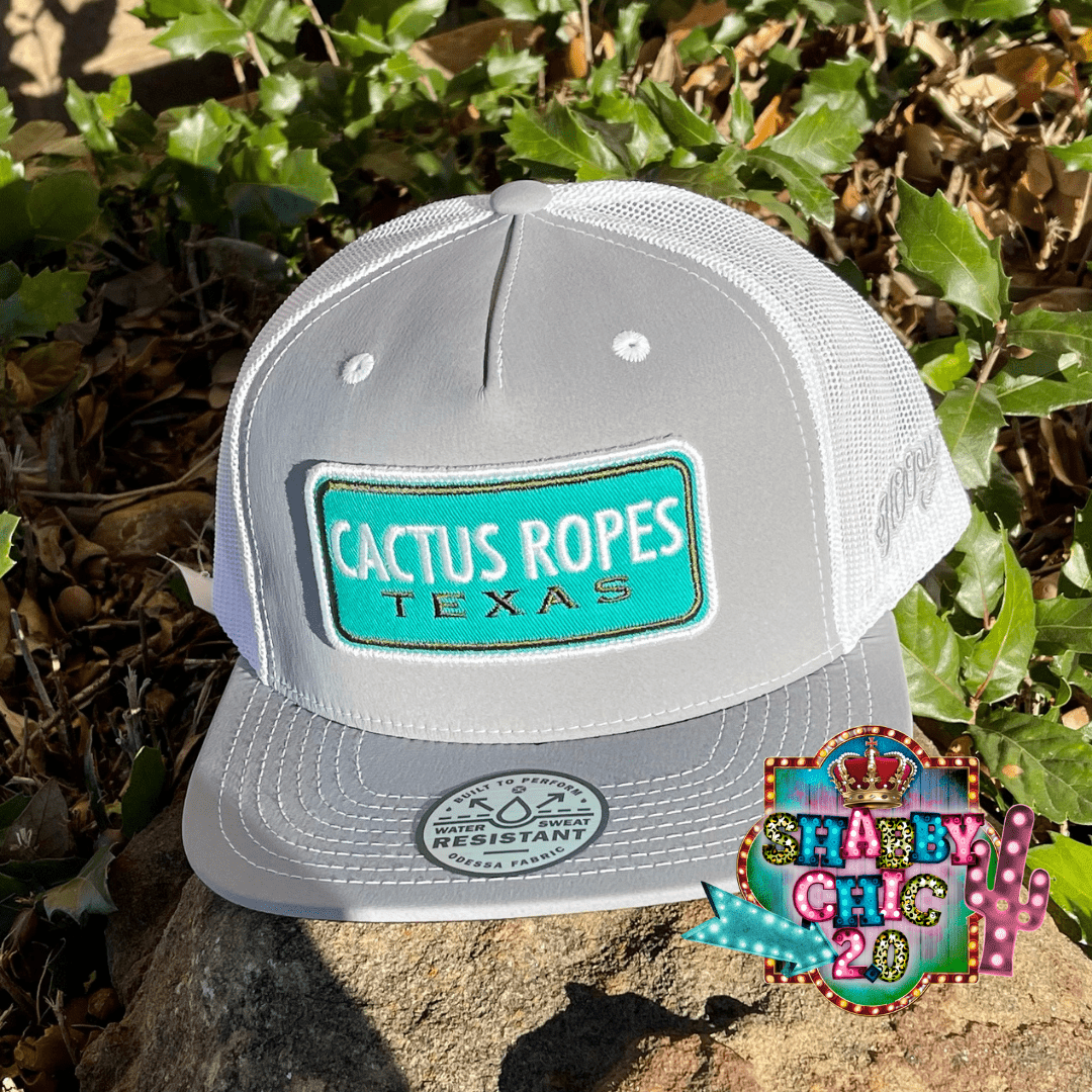 Cactus Ropes Grey / White 5-Panel Trucker with Turquoise / White Recta ...