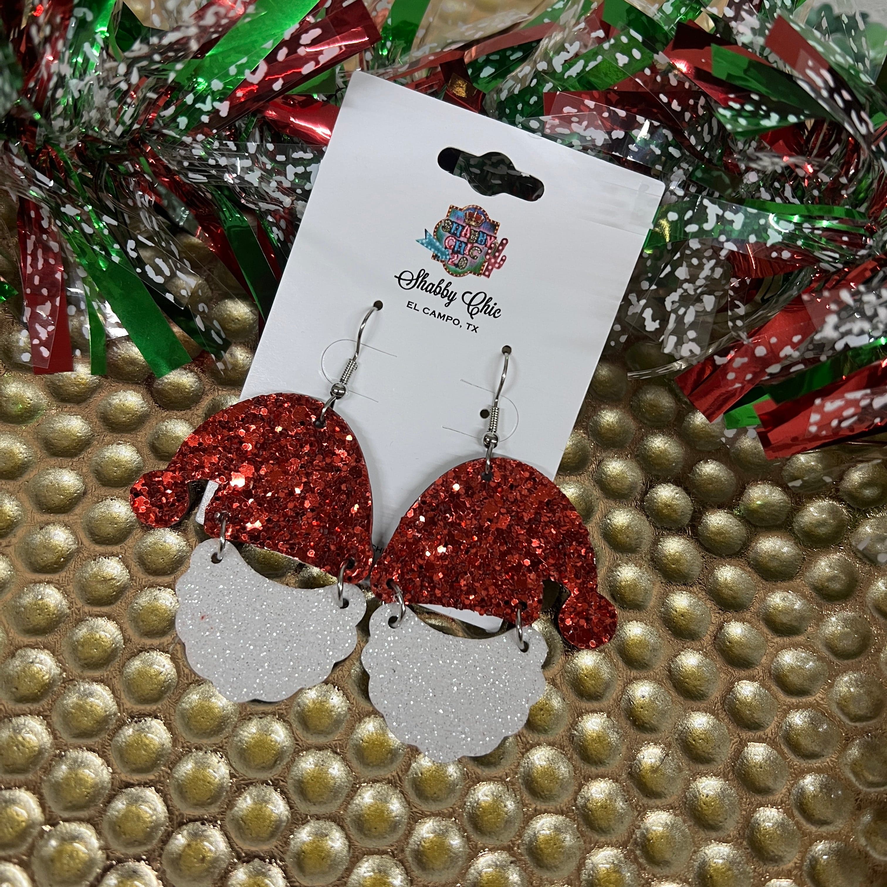 Glitter Santa Hat Earrings – Shabby Chic Boutique and Tanning Salon