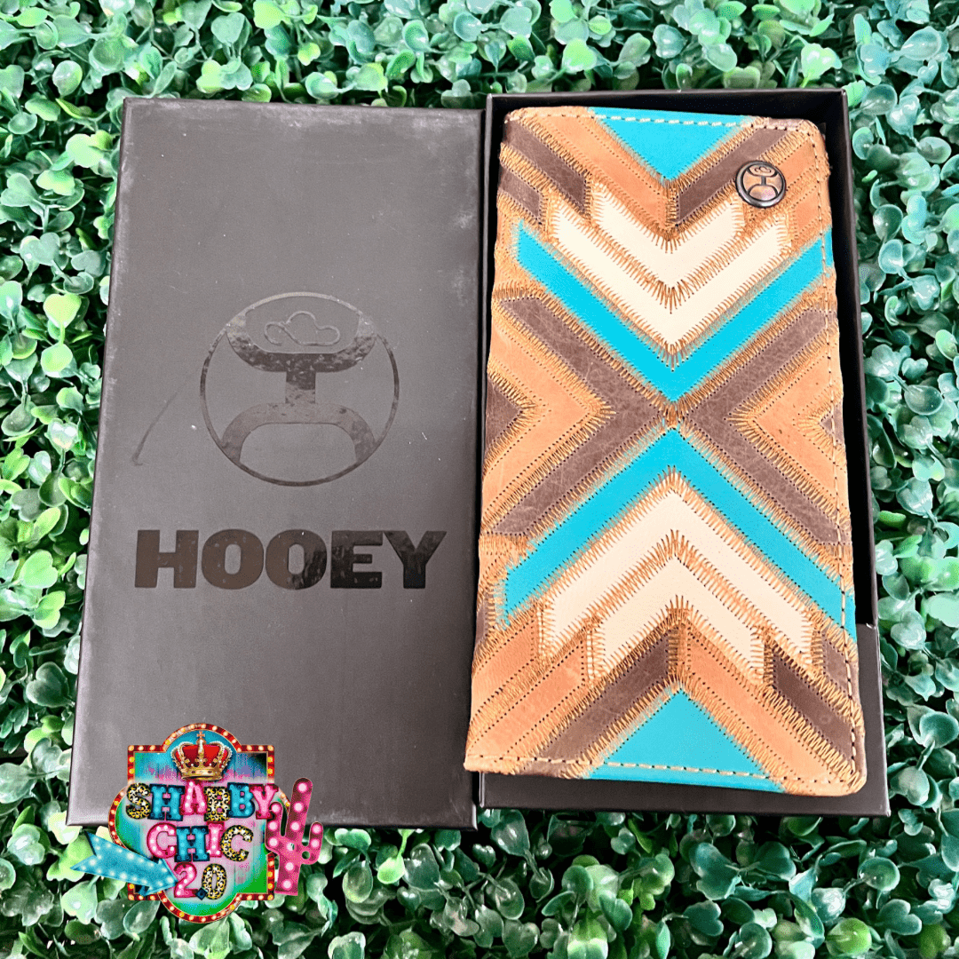 HOOEY "MONTEZUMA" RODEO HOOEY WALLET BROWN/TURQUOISE W/ PATCHWORK – Shabby Chic Boutique and ...