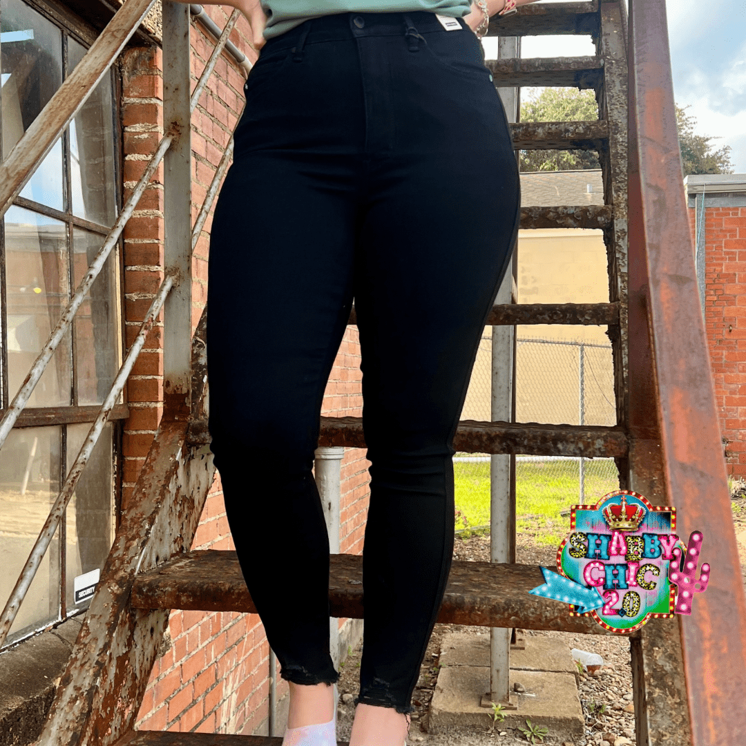 Judy Blue High Waist Control Top Shark Bite Hem Jeans – Shabby Chic ...