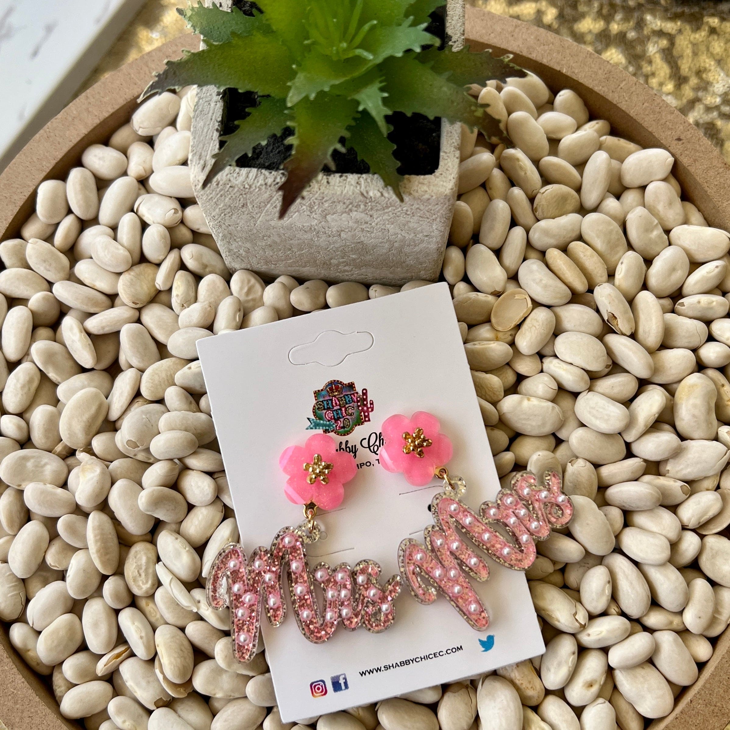 Pink Mrs. Earrings – Shabby Chic Boutique and Tanning Salon