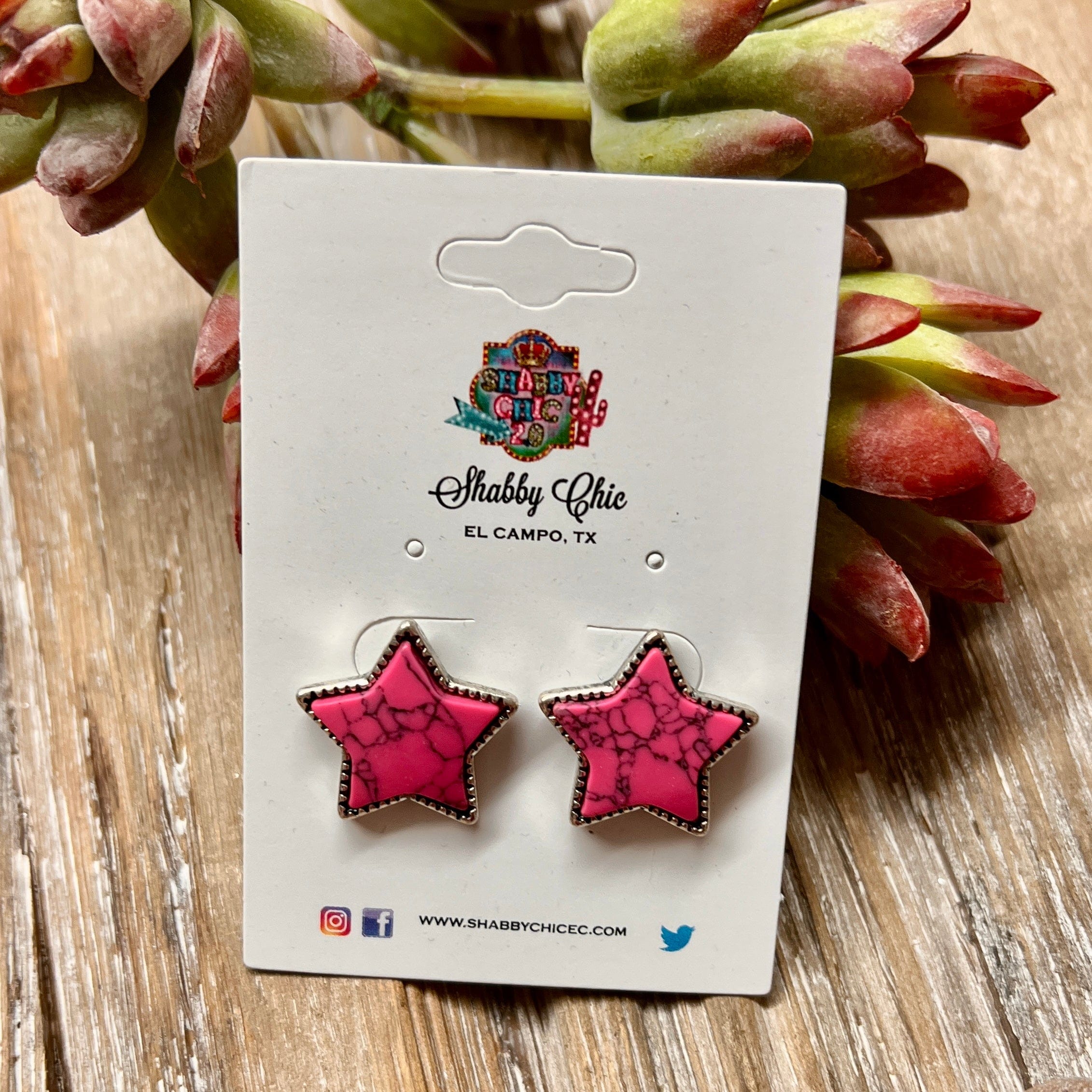Pink Star Earrings – Shabby Chic Boutique and Tanning Salon