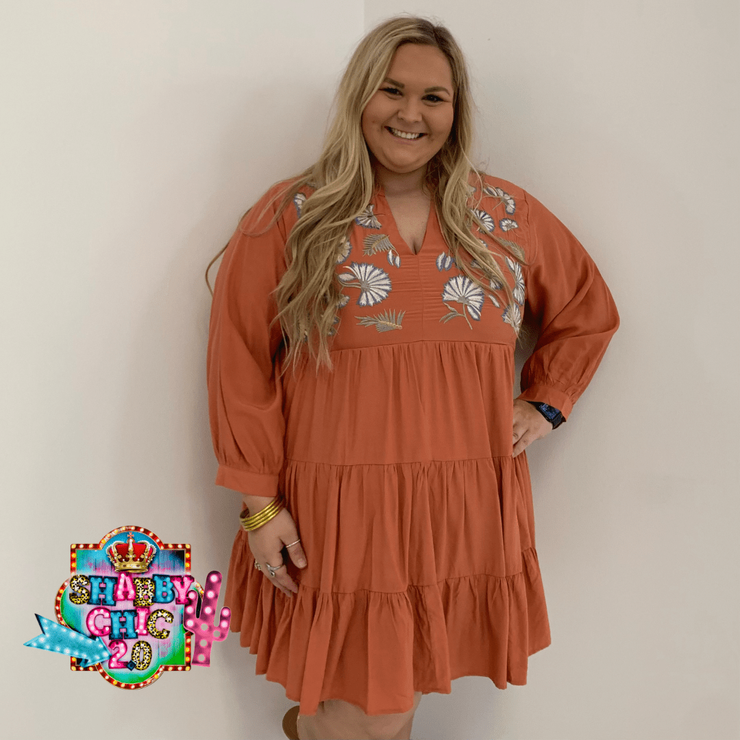 Terra Cotta Floral Dress – Shabby Chic Boutique and Tanning Salon
